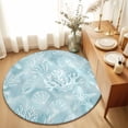 Area Rug 36in, Ocean Coral Starfish Conch Shell Floor Carpet Living ...