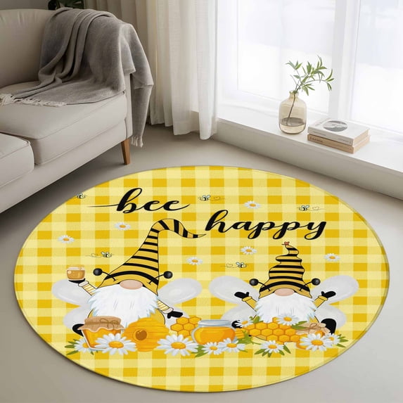 Area Rug 36in, Rustic Dwarf Bee Flower Floor Carpet Living Room Rug ...