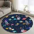 Area Rug 36in, Space Planet Cartoon Rocket Floor Carpet Living Room Rug ...