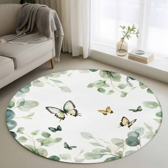 Area Rug 36in, Spring Gradient Eucalyptus Leaf Floor Carpet Living Room ...