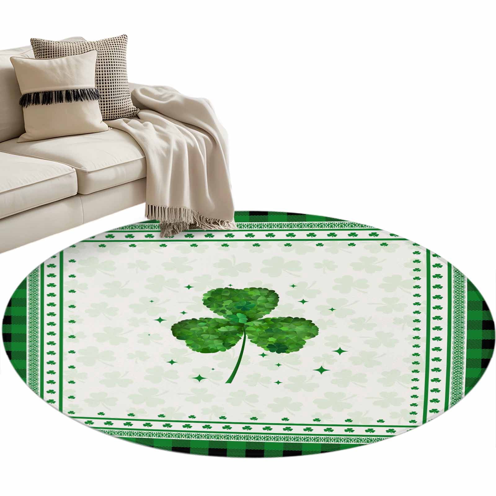 Area Rug 36in, St.Patrick Day Lucky Irish Leaves Clovers Floor Carpet ...