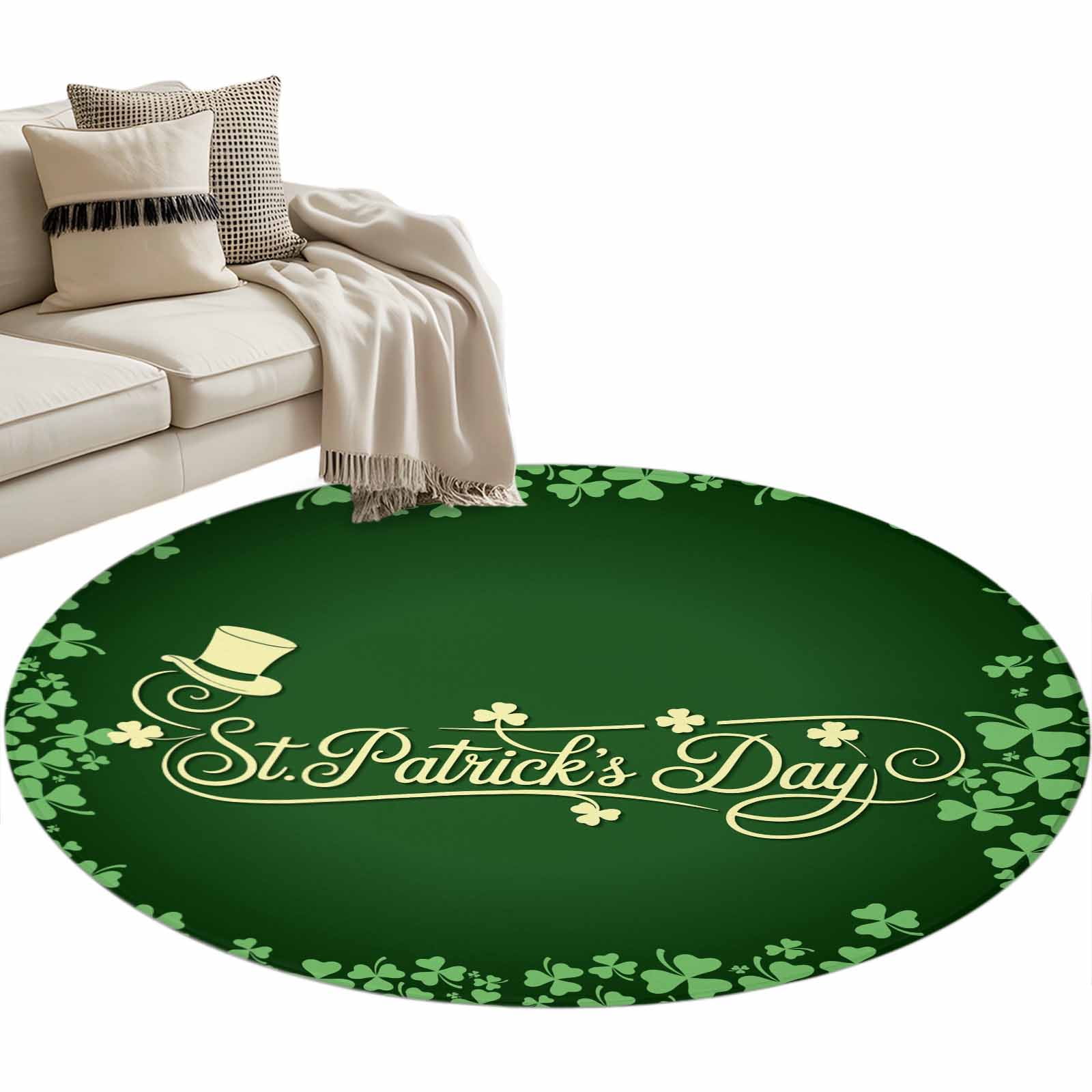 Area Rug 36in, St. Patrick's Day Irish Clovers Leaves Floor Carpet ...