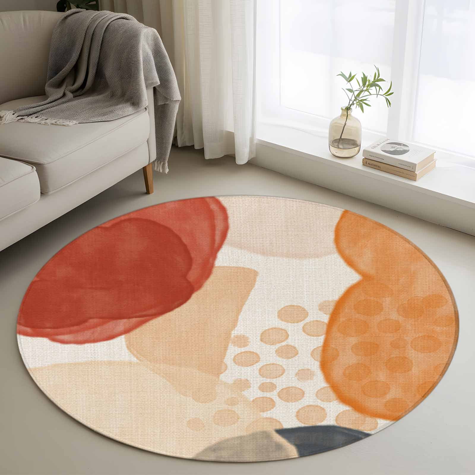 Area Rug 36in, Watercolor Color Block on Linen Floor Carpet Living Room ...