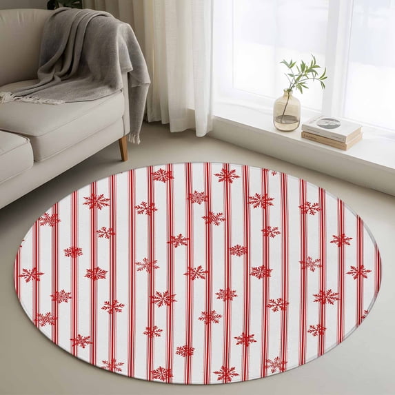 Area Rug 36in, Winter Snowflake Stripe Floor Carpet Living Room Rug ...