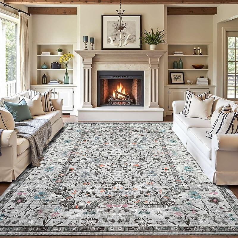 Area Rug 3x5 Bedroom Rug, Washable Vintage Rugs Indoor, Non Slip Accent ...