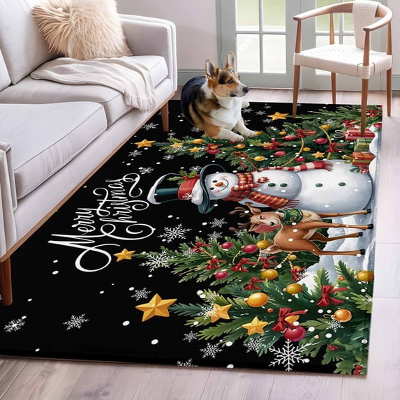 Area Rug 3x5 Ft, Black Christmas Non Slip Area Rugs for Bedroom ...