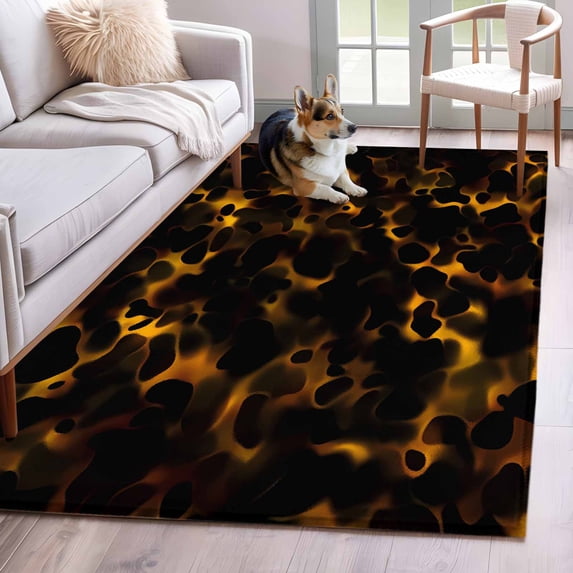 Area Rug 3x5 Ft, Black Yellow Orange Non Slip Area Rugs for Bedroom ...