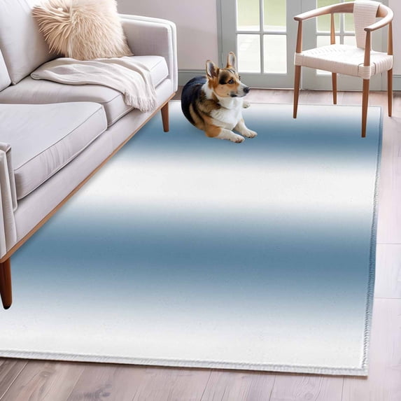 Area Rug 3x5 Ft, Blue White Ombre Non Slip Area Rugs for Bedroom ...