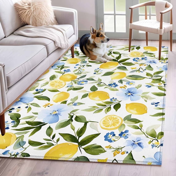 Area Rug 3x5 Ft, Eucalyptus Lemon Non Slip Area Rugs for Bedroom, Sage ...