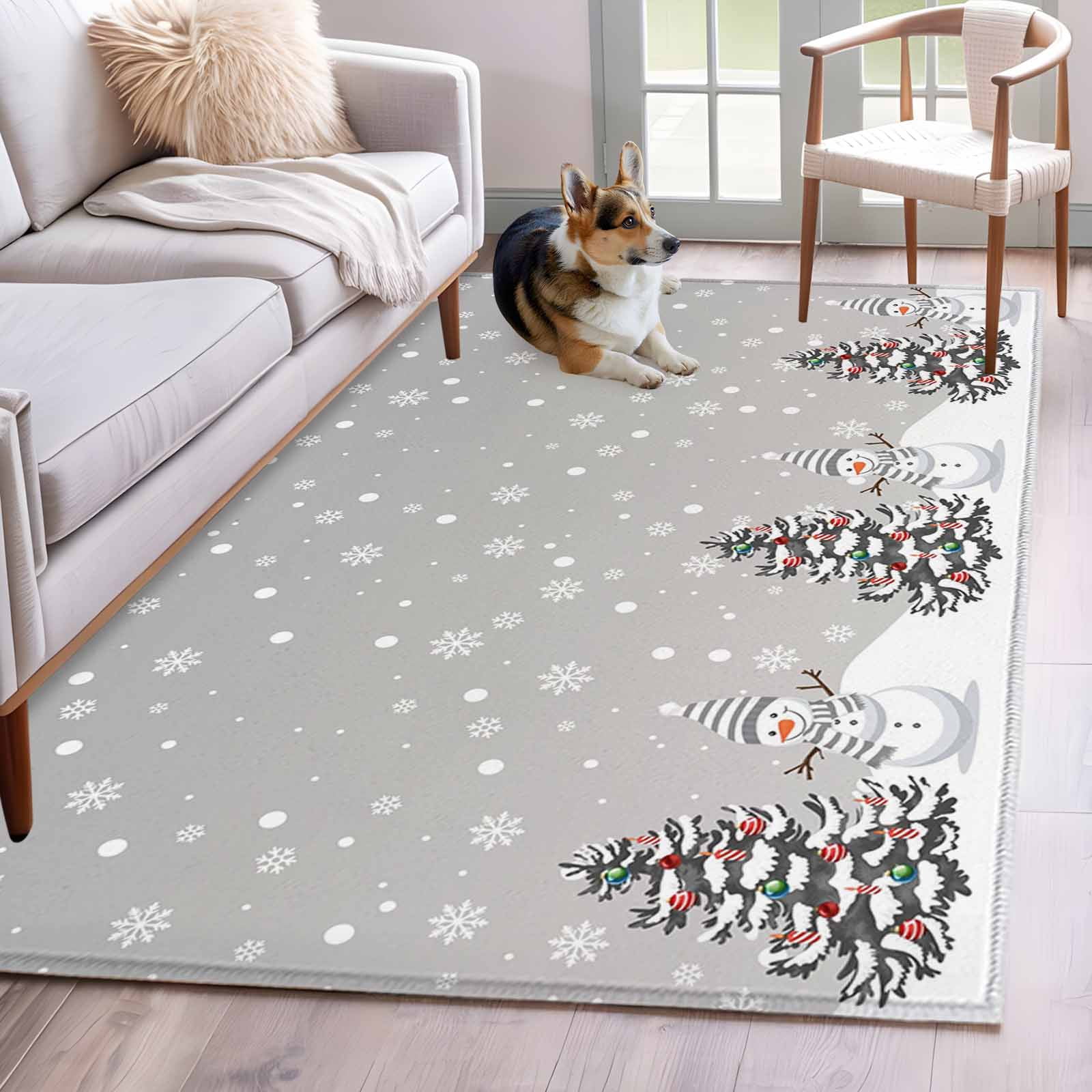 Area Rug 3x5 Ft, Grey Christmas Non Slip Area Rugs for Bedroom, Retro ...
