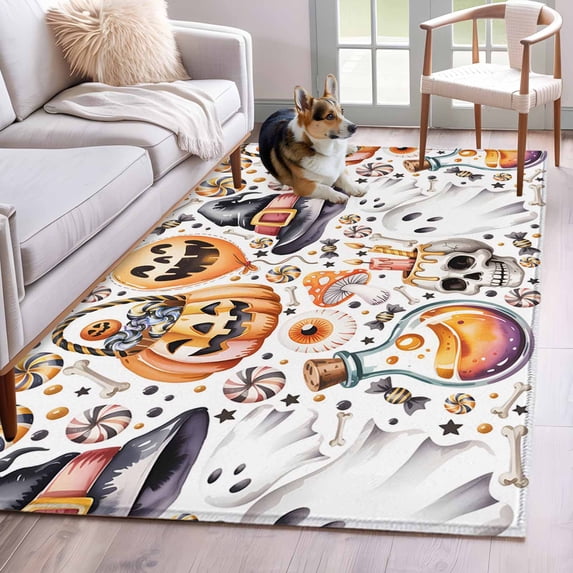 Area Rug 3x5 Ft, Pumpkins Halloween Non Slip Area Rugs for Bedroom ...