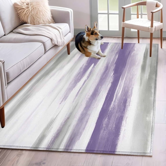 Area Rug 3x5 Ft, Purple Gray White Non Slip Area Rugs for Bedroom ...