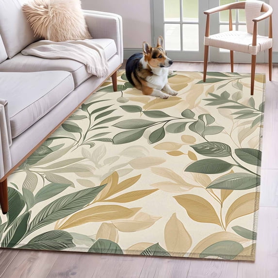 Area Rug 3x5 Ft, Sage Green Yellow Botanical Non Slip Area Rugs for ...