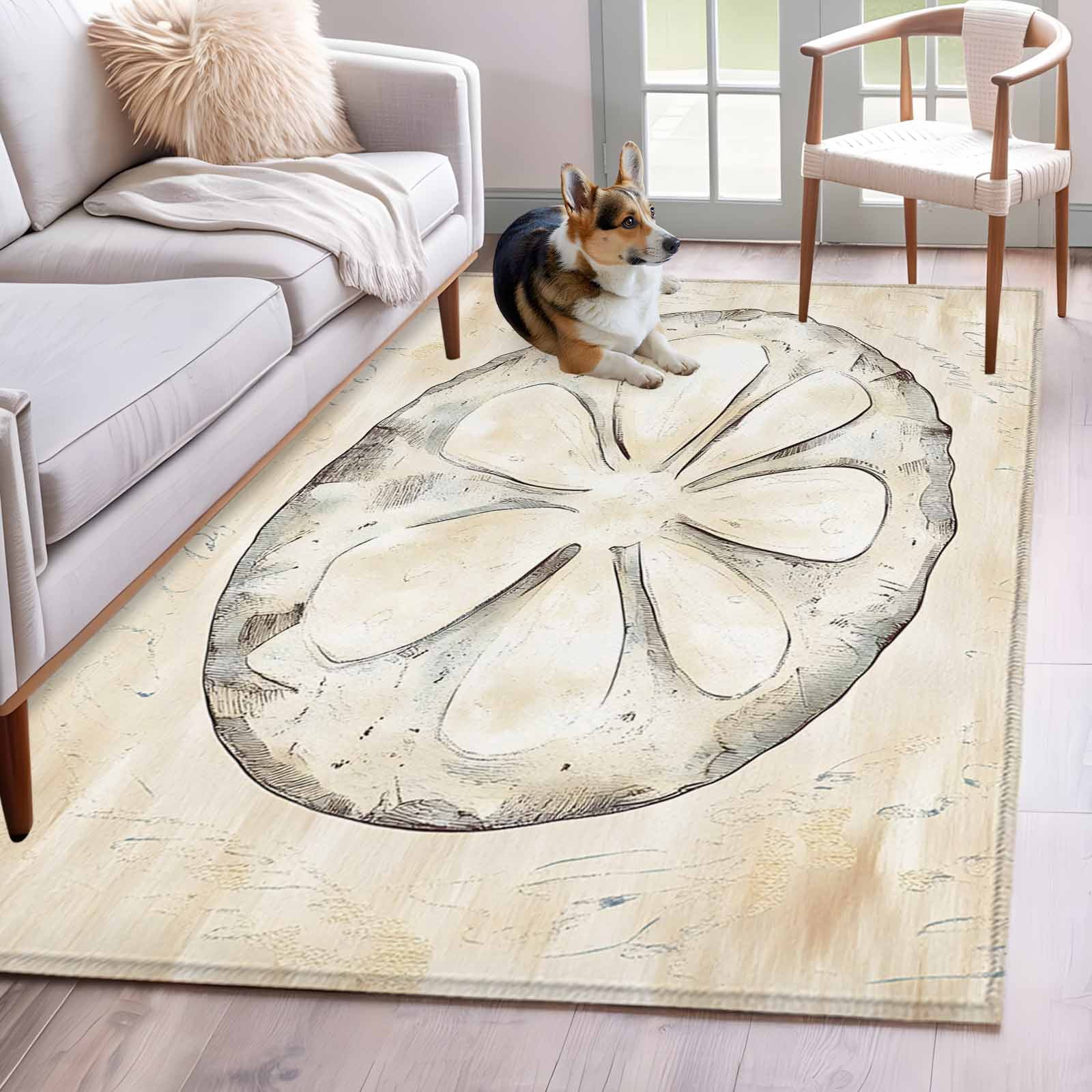 Area Rug 3x5 Ft, Sand Dollar Coastal Non Slip Area Rugs for Bedroom ...