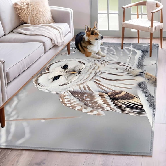 Area Rug 3x5 Ft, Winter Owl Non Slip Area Rugs for Bedroom, Country ...