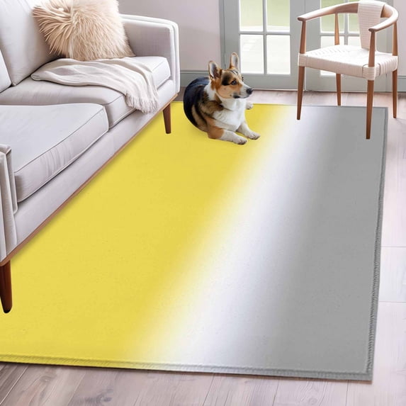 Area Rug 3x5 Ft, Yellow White Grey Ombre Non Slip Area Rugs for Bedroom ...