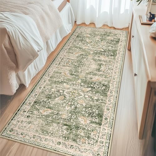 Area Rug 3x5, Vintage Floral Distress Print Pattern, Washable Non-Slip ...