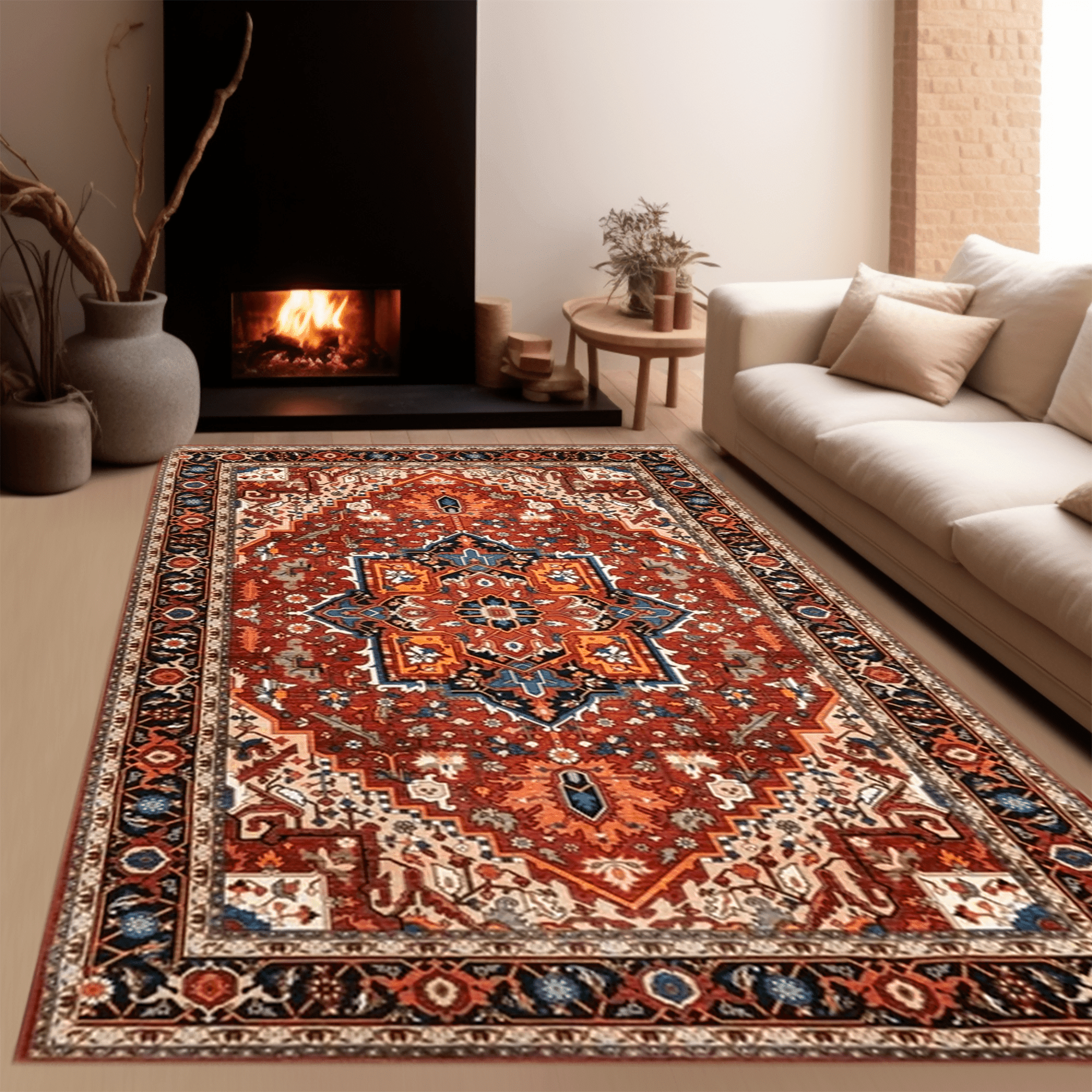 Blarity 3x5ft Vintage Area Rug, Low-Pile, Non-Slip, Washing Machine ...
