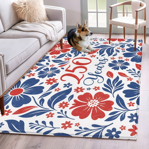 Area Rug 3x5ft 250th Anniversary Blossom Flroal Area Rugs Washable Low ...