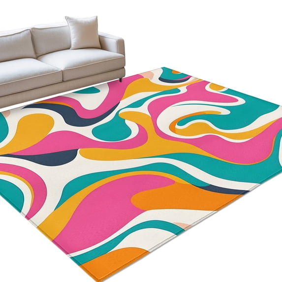 Area Rug 3x5ft Abstract Art Washable Area Rugs for Living Room Colorful ...