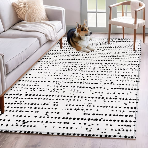 Area Rug 3x5ft Abstract Black Polka Dot Area Rugs Washable Low Pile ...