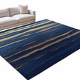 Area Rug 3x5ft Abstract Blue Golden Stripes Wave Washable Area Rugs for ...