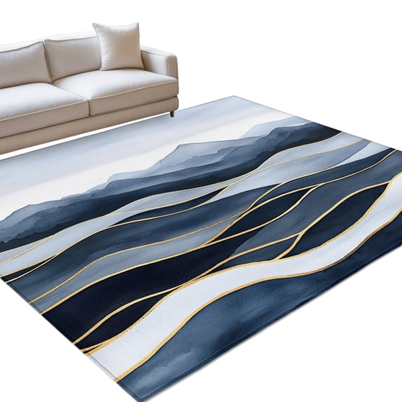 Area Rug 3x5ft Abstract Blue Gray White Mountain Washable Area Rugs for ...