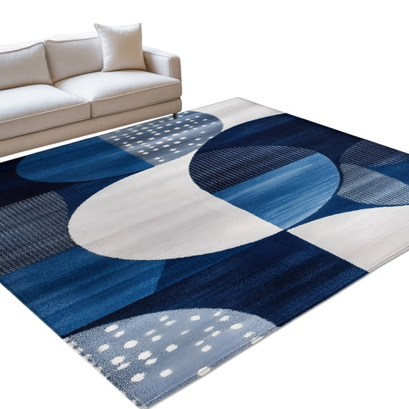 Area Rug 3x5ft Abstract Blue White Painting Washable Area Rugs for ...