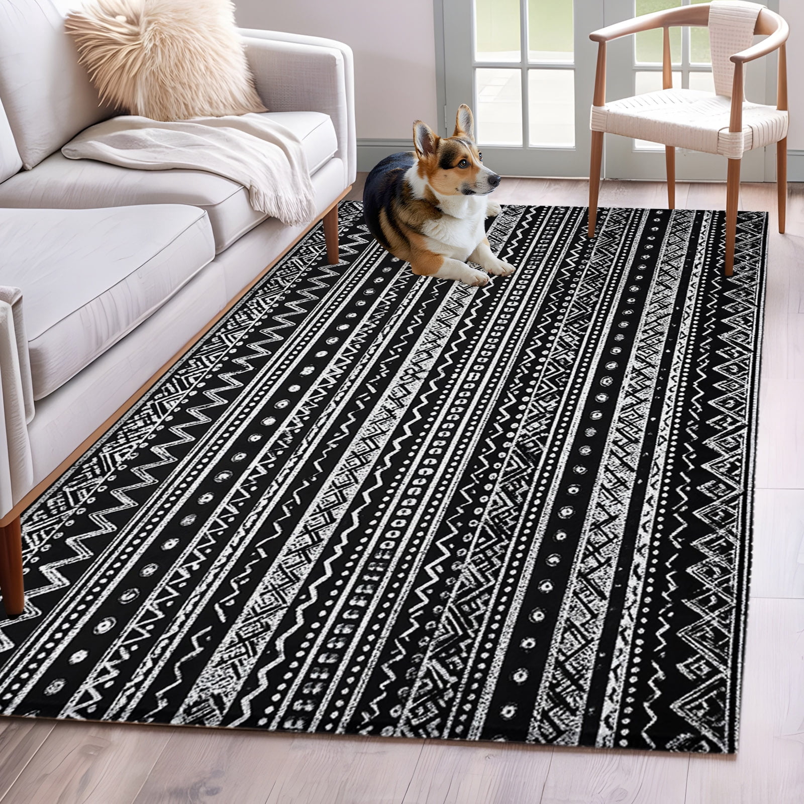 Area Rug 3x5ft Abstract Boho Stripes Geometric Art Area Rugs Washable ...