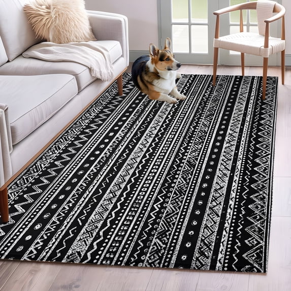 Area Rug 3x5ft Abstract Boho Stripes Geometric Art Area Rugs Washable ...