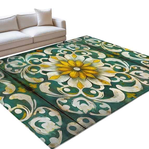 Area Rug 3x5ft Abstract Flowers Washable Area Rugs for Living Room ...