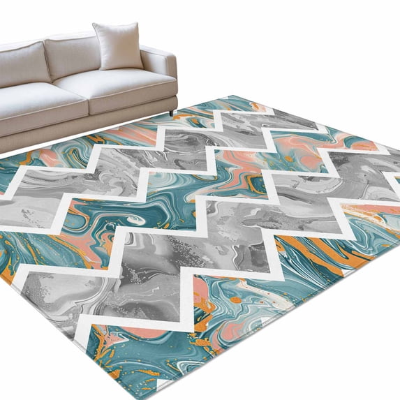 Area Rug 3x5ft Abstract Geomotric Stripes Washable Area Rugs for Living ...