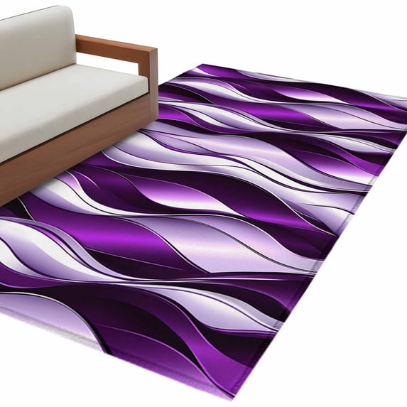 Area Rug 3x5ft, Abstract Gradient Purple Line Washable Rugs for Living ...