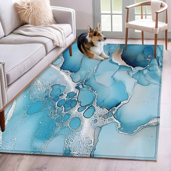 Area Rug 3x5ft Abstract Marble Texture Seamless Area Rugs Washable Low ...