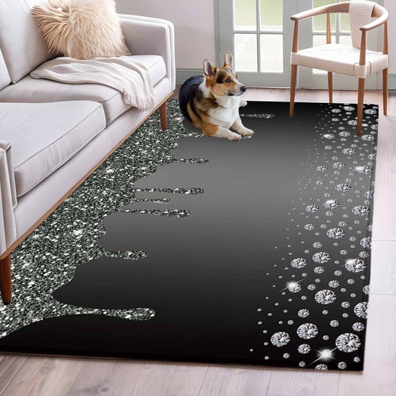 Area Rug 3x5ft Abstract Shining Diamond Area Rugs Washable Low Pile ...