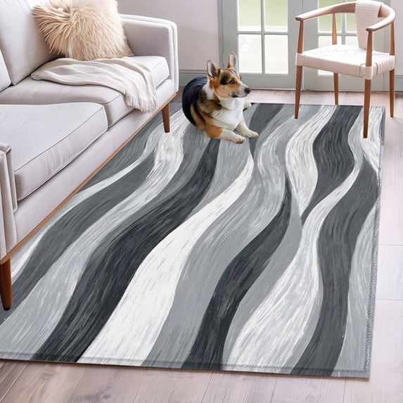 Area Rug 3x5ft Abstract Stripe Ocean Wave Area Rugs Washable Low Pile ...