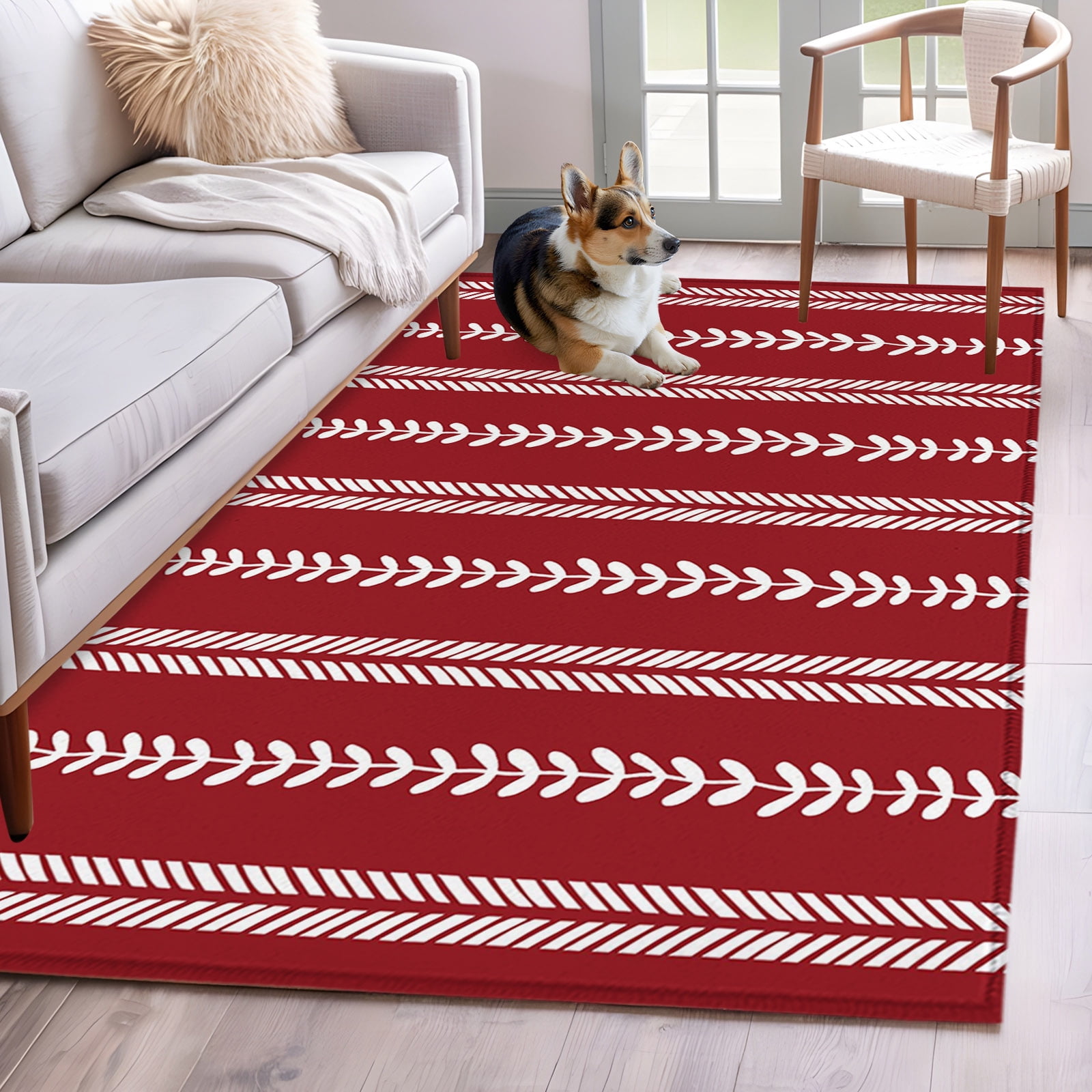 Area Rug 3x5ft Abstract Stripes Leafy Vine Lines Area Rugs Washable Low ...