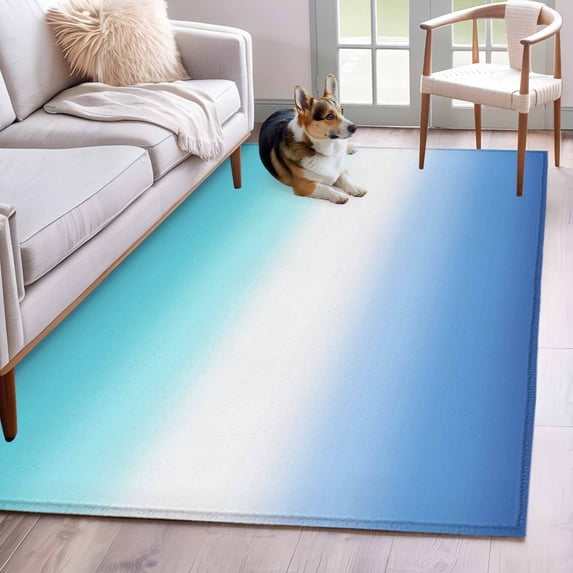 Area Rug 3x5ft, Abstract Teal Blue Graident Washable Rugs for Living ...