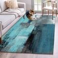 Area Rug 3x5ft Abstract Turquoise Grey Graffiti Area Rugs Washable Low ...