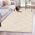 Area Rug 3x5ft Abstract Wave Stripes Beige Area Rugs Washable Low Pile ...