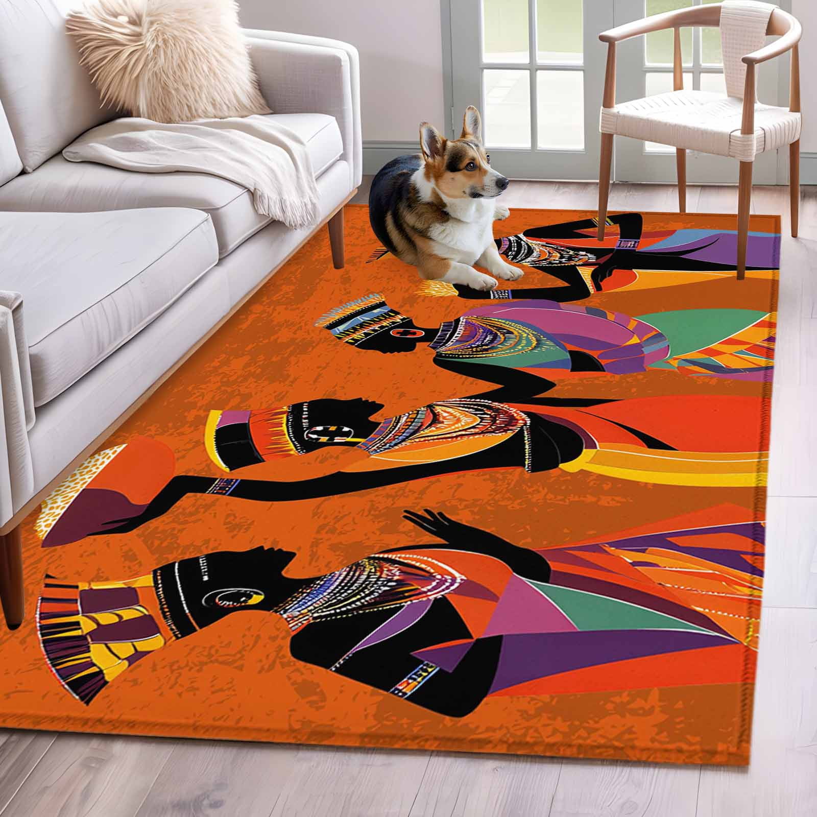 Area Rug 3x5ft African Black Woman Ethnic Style Area Rugs Washable Low ...