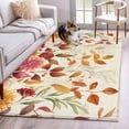 Area Rug 3x5ft, Autumn Flowers Orange Leaves Watercolor Washable Rugs ...