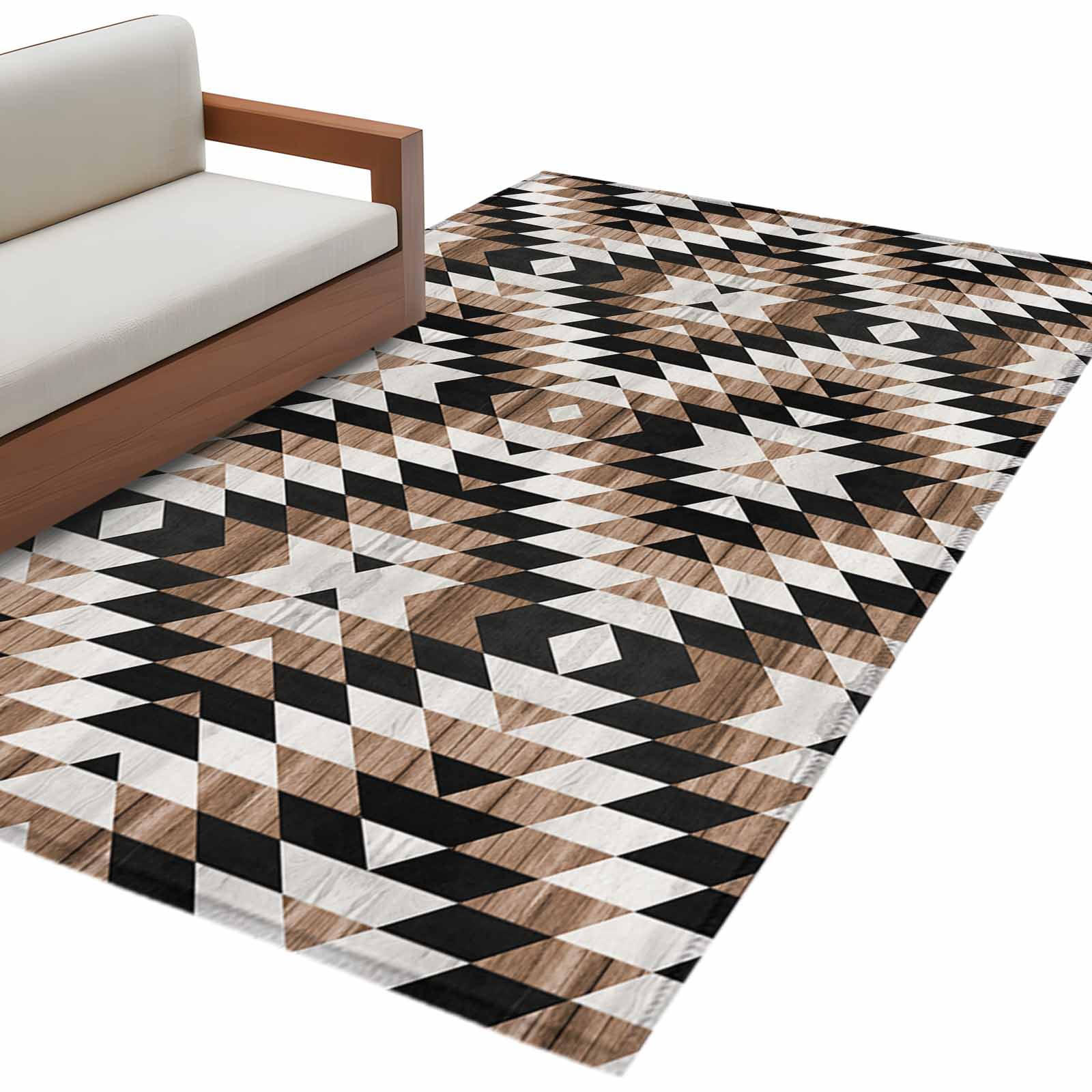 Area Rug 3x5ft, Aztec Brown Ethnic Style Washable Rugs for Living Room ...