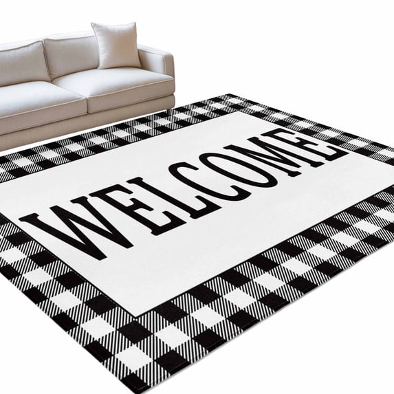 Area Rug 3x5ft Black Buffalo Check Plaid Washable Area Rugs for Living ...