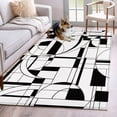 Area Rug 3x5ft Black Color Block Abstract Geometric Area Rugs Washable ...