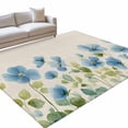 Area Rug 3x5ft Blue Flower Washable Area Rugs for Living Room Retro ...