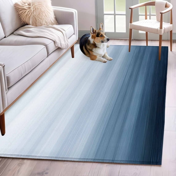 Area Rug 3x5ft, Blue Gradient Stripe Washable Rugs for Living Room ...