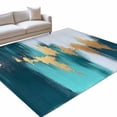 Area Rug 3x5ft Blue Green Gold Texture Washable Area Rugs for Living ...