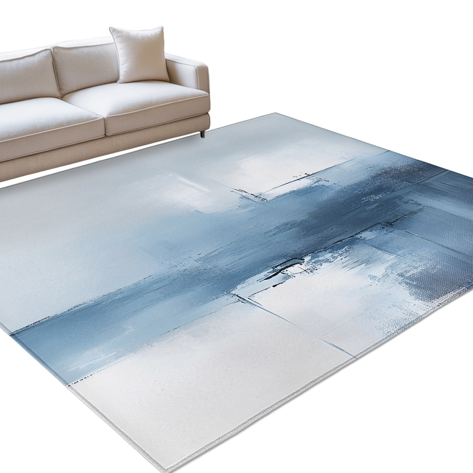 Area Rug 3x5ft Blue Modern Washable Area Rugs for Living Room Abstract ...