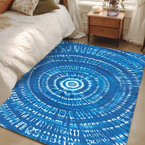 Area Rug 3x5ft Blue Tie-Dye Art Carpets Indoor Floor Area Mat Washable ...
